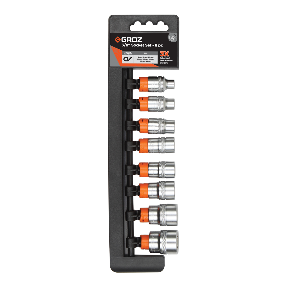 GROZ 3/8" Hex Socket Set 8pcs, KIT/SKT/H/3-8/8L/UG – Industrofy